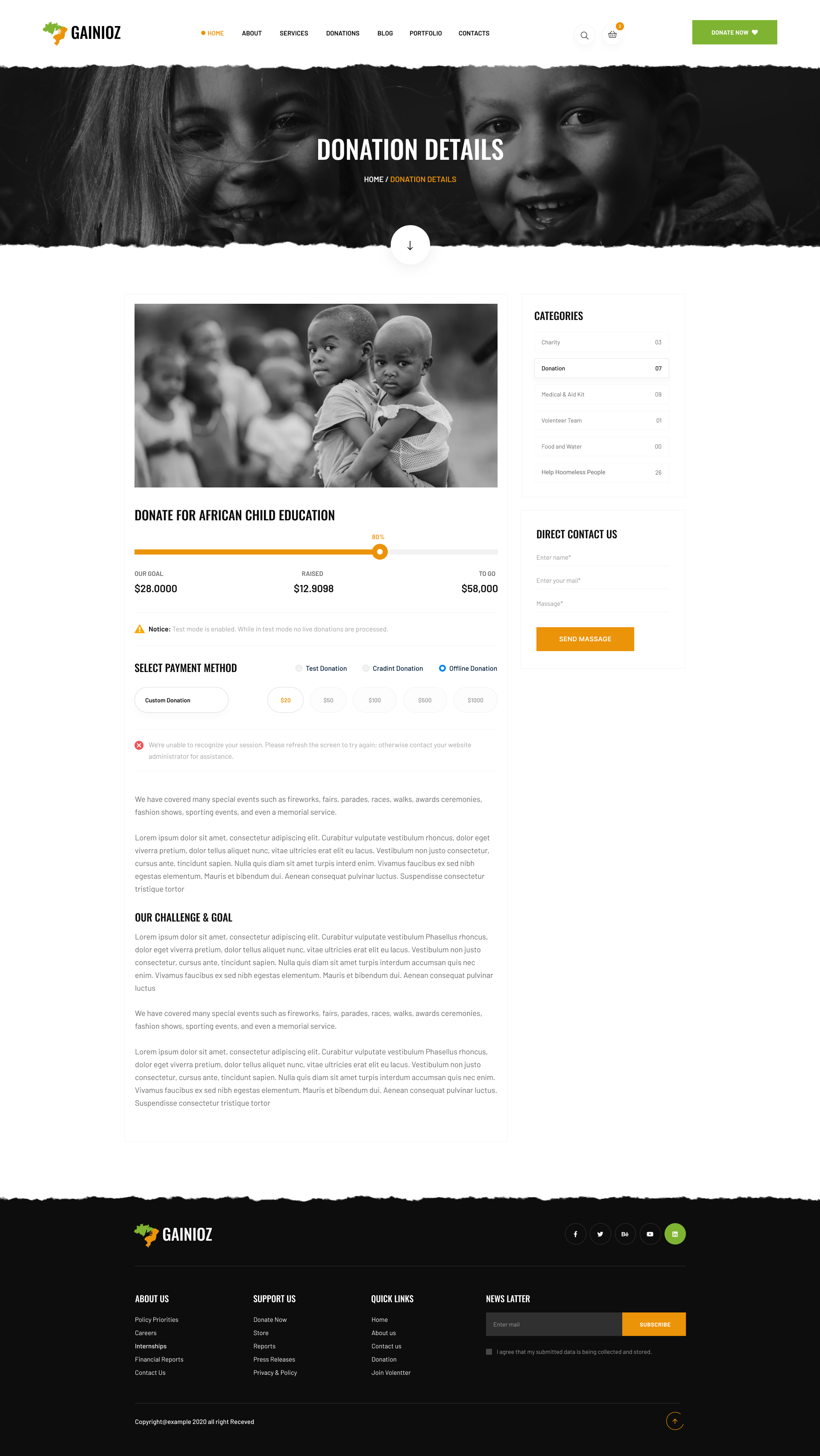 Gainioz Charity Donation Figma Template By Xpressbuddy Themeforest